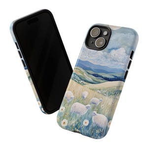 Pastel Hills and Fluffy Sheep Phone Case - Soft Woolly Landscape ...