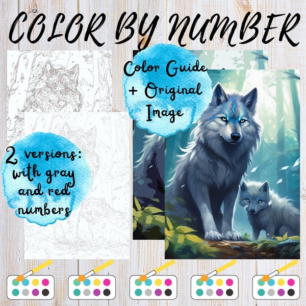 Wolf Color by Number - Etsy
