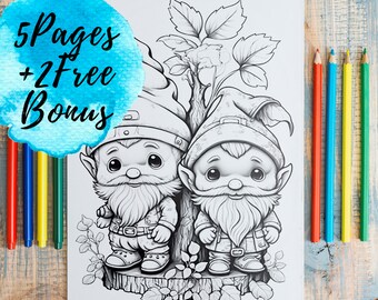 Autumn Gnomes Coloring Pages Printable Coloring Book - Etsy