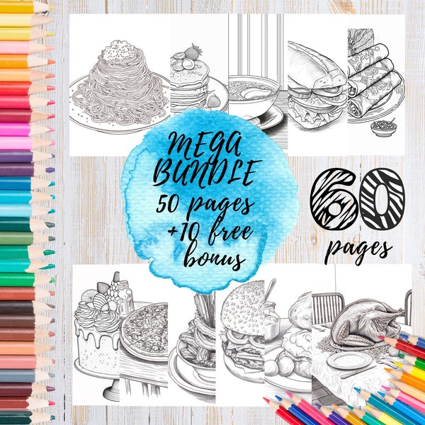 Realistic Food Coloring Pages - Etsy