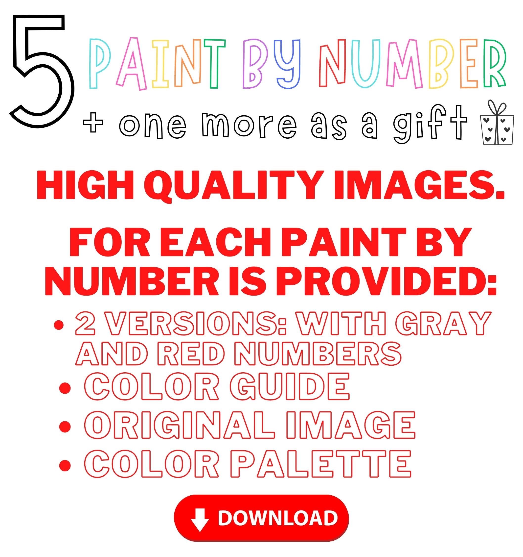 5 Color by Number for Adults, Paint by Number Printable, Numbered ...