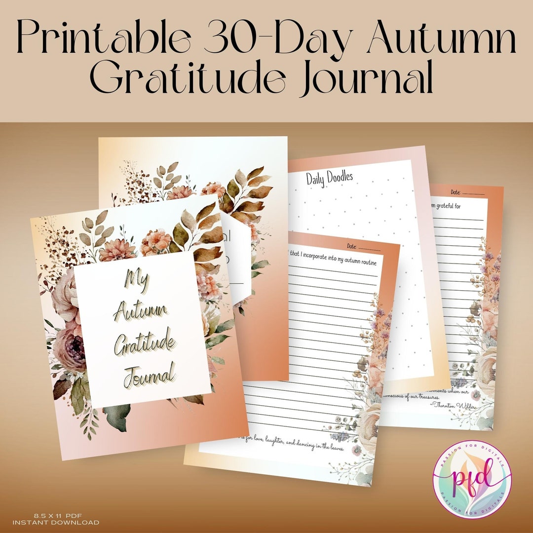 30 Day Gratitude Journal Printable Thankfulness Journal Gratitude Diary ...
