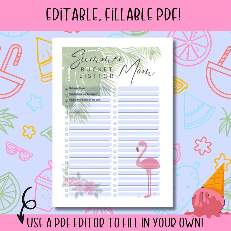 Printable Summer Bucket List Summer Activities Family Teens Kids Mom ...