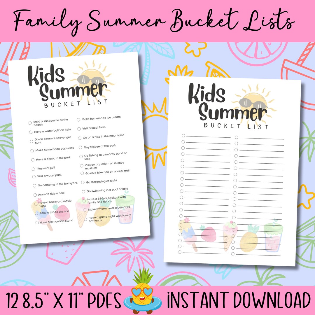 Printable Summer Bucket List Summer Activities Family Teens Kids Mom ...