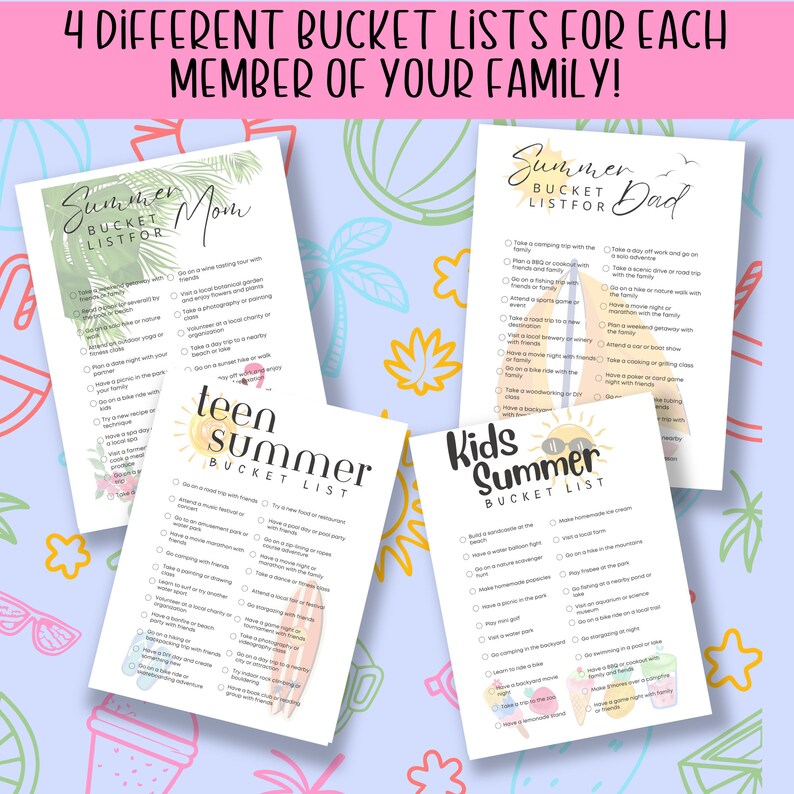 Printable Summer Bucket List Summer Activities Family Teens Kids Mom ...