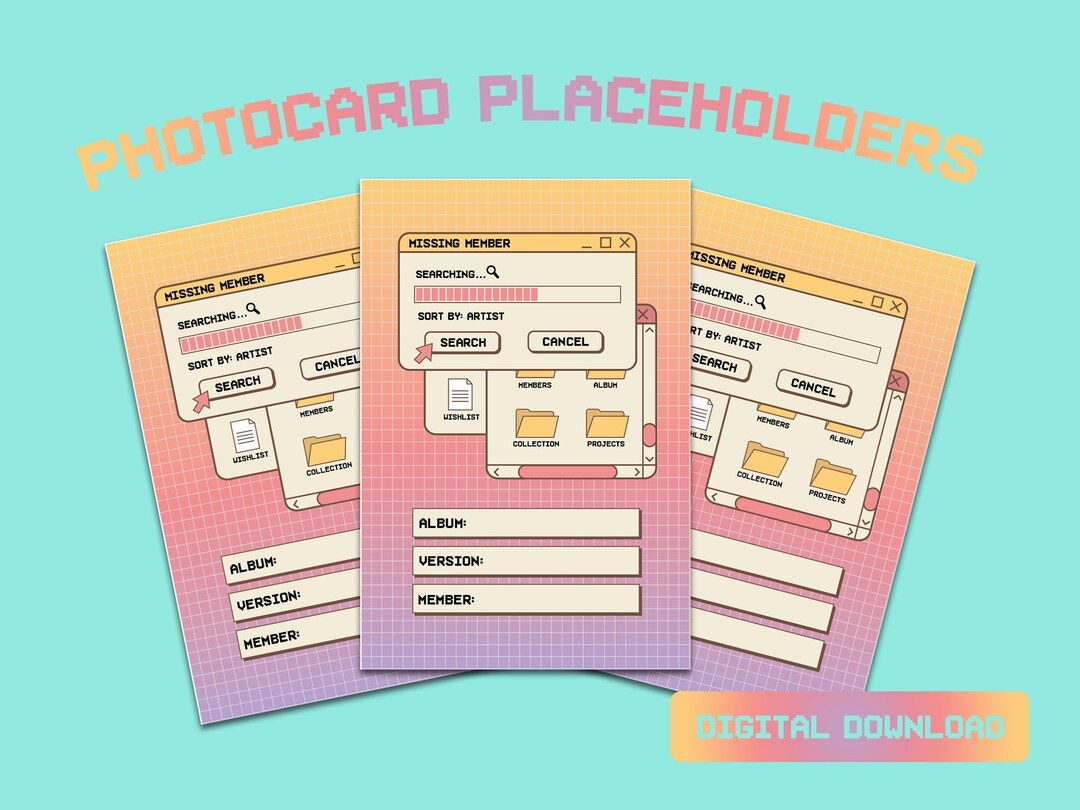 DIGITAL DOWNLOAD Photocard Binder Placeholders Kpop Binder Filler Y2K ...