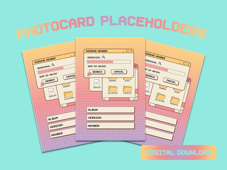 DIGITAL DOWNLOAD | Photocard Binder Placeholders | Kpop Binder Filler ...