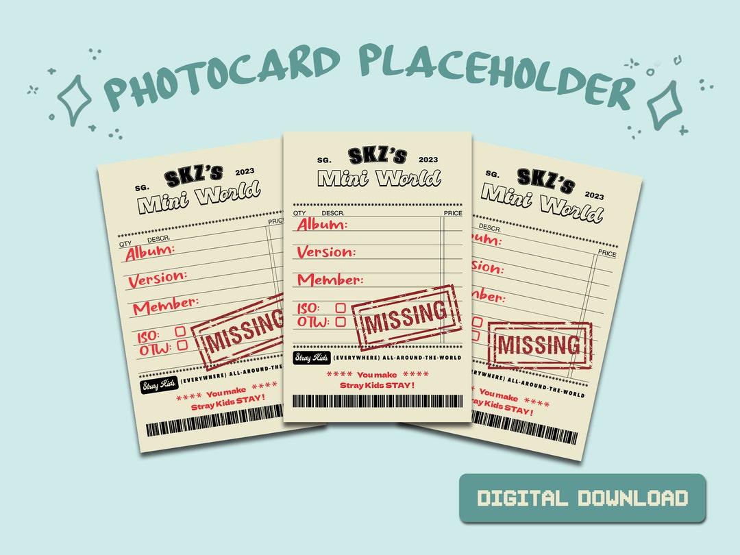 DIGITAL DOWNLOAD | Photocard Binder Placeholders | Stray Kids Season's ...