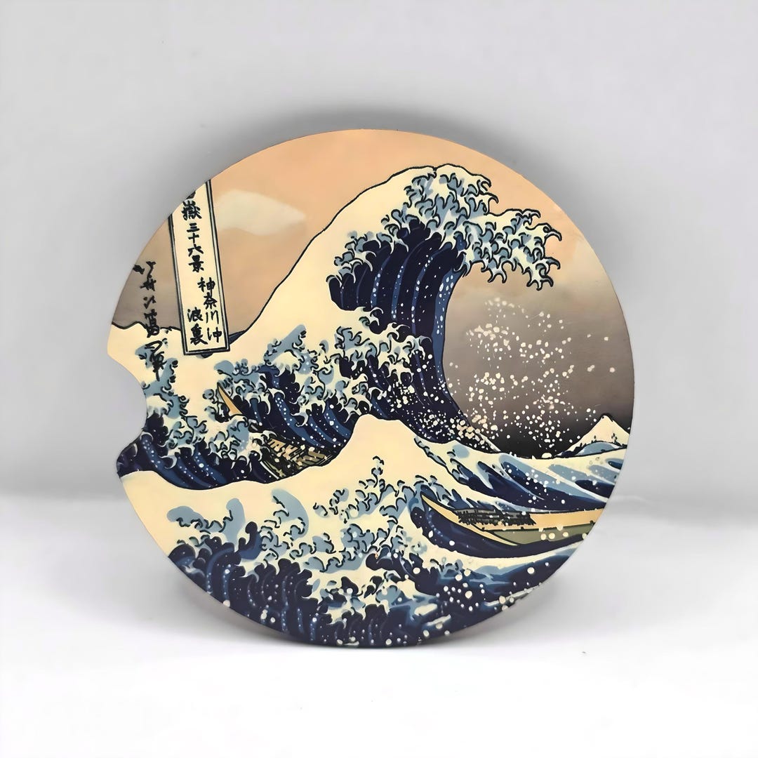 The Great Wave off Kanagawa Car Coasters JDM Cup Holder Coaster 2.75 ...