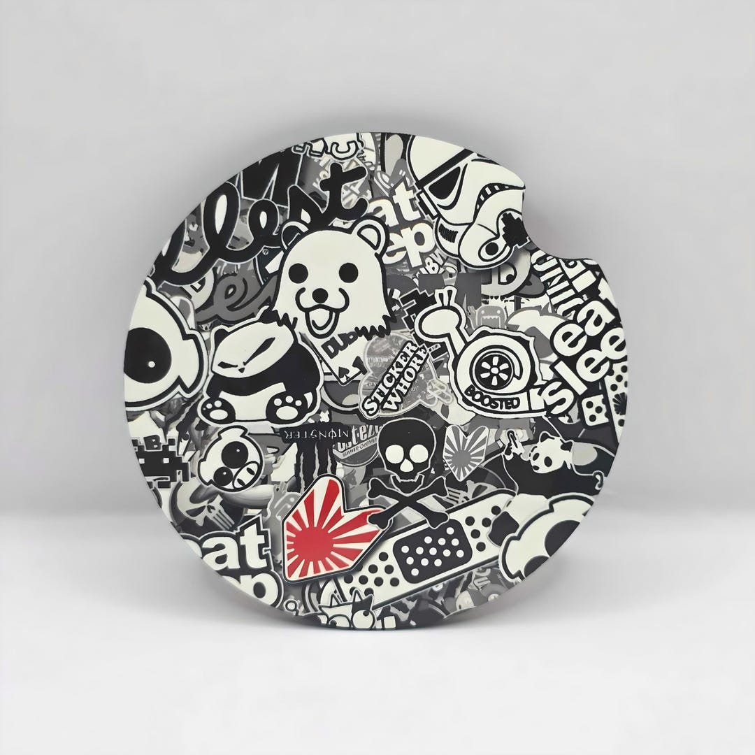 JDM Sticker Bomb Car Coasters - JDM Cup Holder Coaster - 2.75 ...