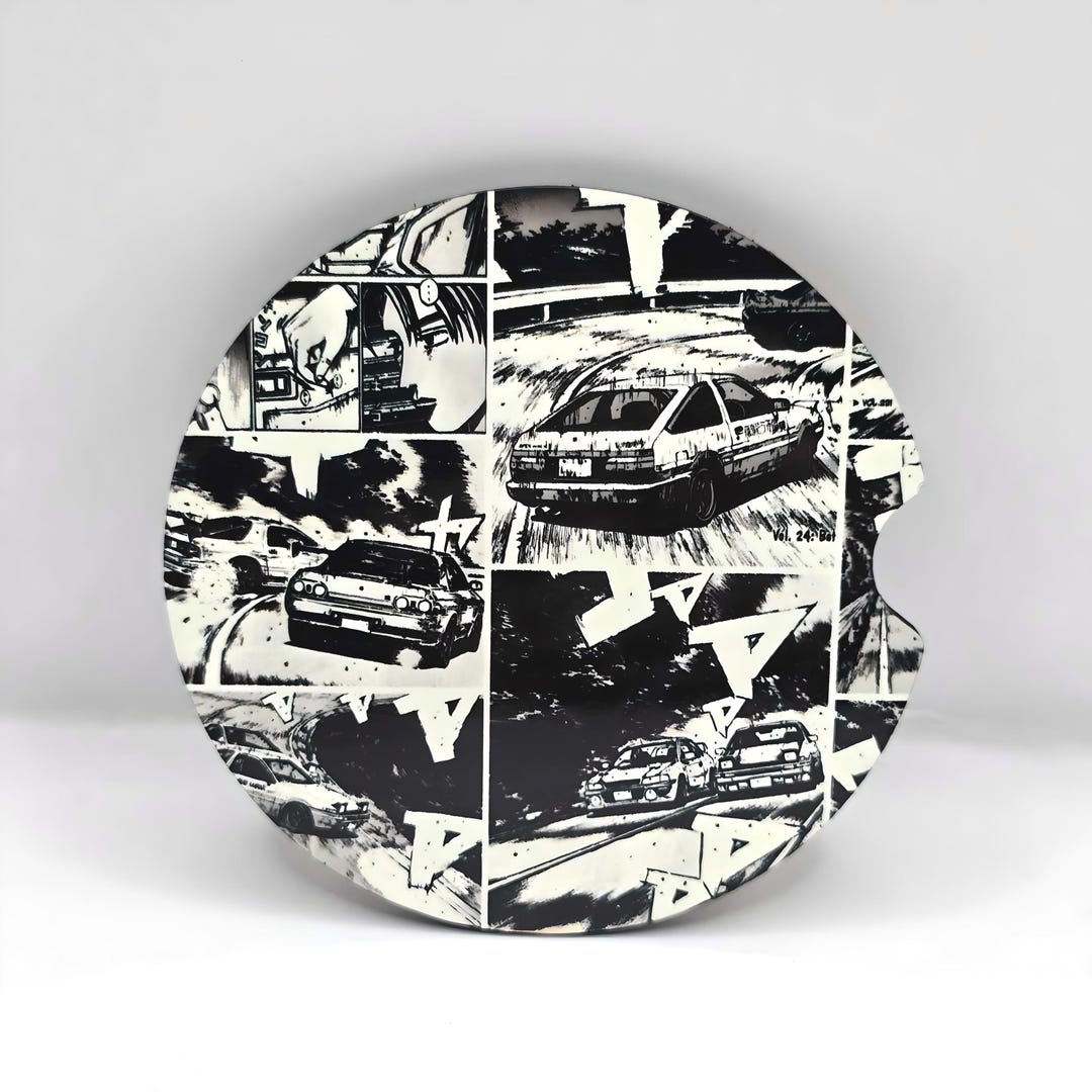 Initial D Car Coasters - Anime Cup Holder Coaster - 2.75" Anime Car ...