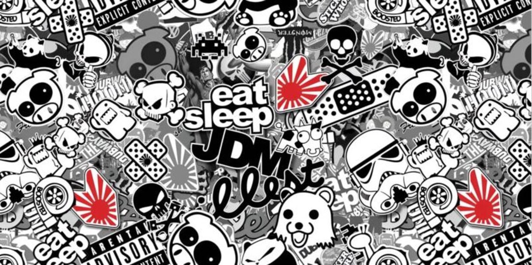 JDM Sticker Bomb Door Panel Fabrics | Door Cards | JDM Car Decorations ...