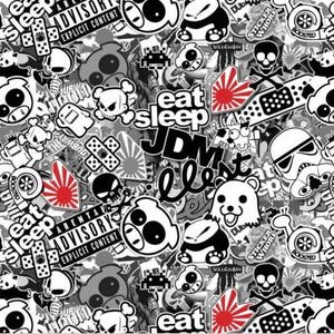 JDM Sticker Bomb Door Panel Fabrics | Door Cards | JDM Car Decorations ...