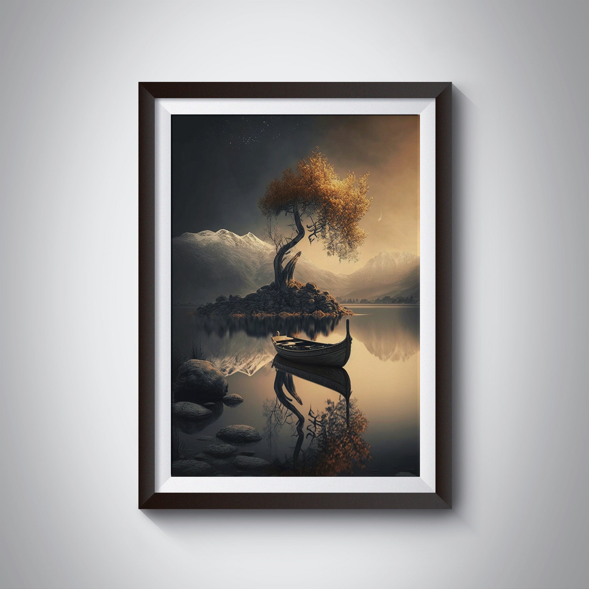 Tranquil Lake Scene Painting PRINTABLE ART Instant Download Tranquility ...