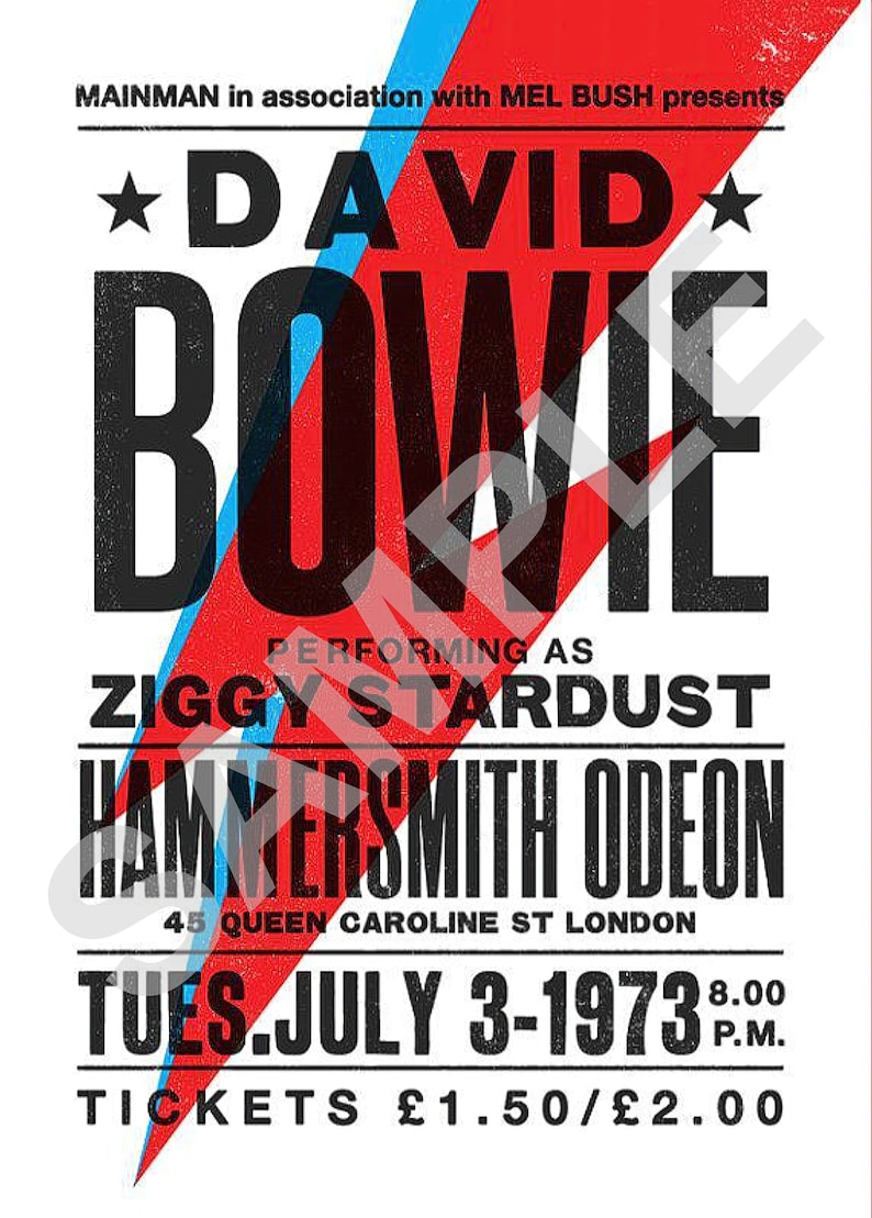 David Bowie Live at the Hammersmith Odeon Rare Concert Poster DIGITAL ...