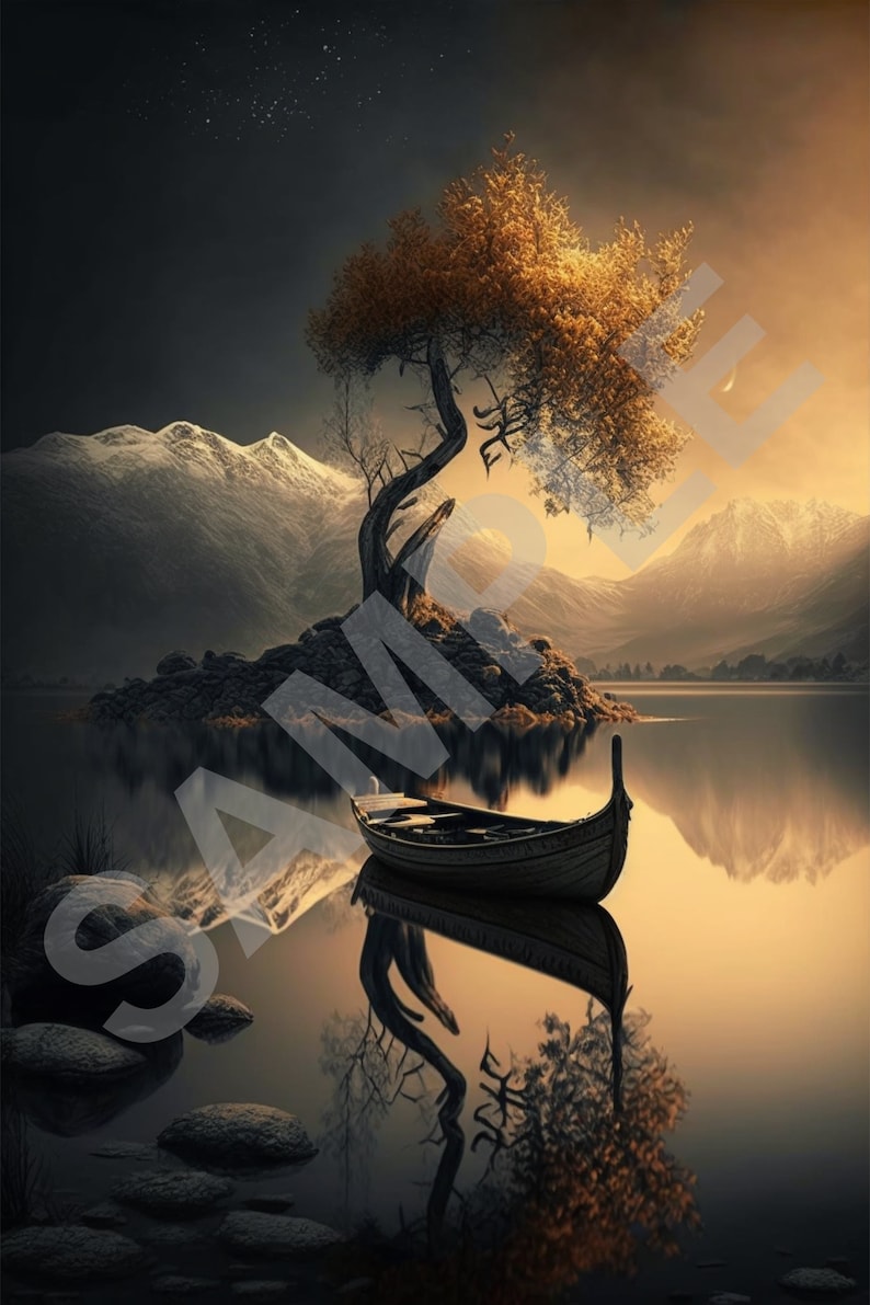 Tranquil Lake Scene Painting PRINTABLE ART Instant Download Tranquility ...