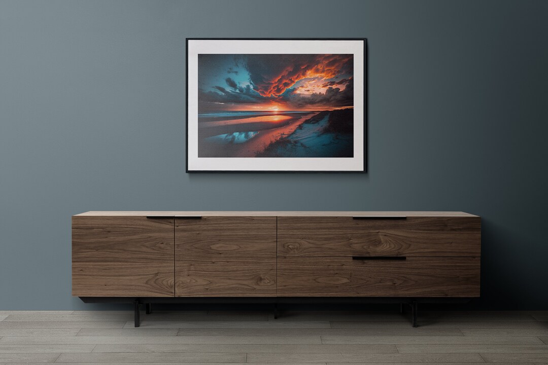 Beach Sunset, Orange Seaside Sunset Print DIGITAL PRINTS DOWNLOAD Ocean ...