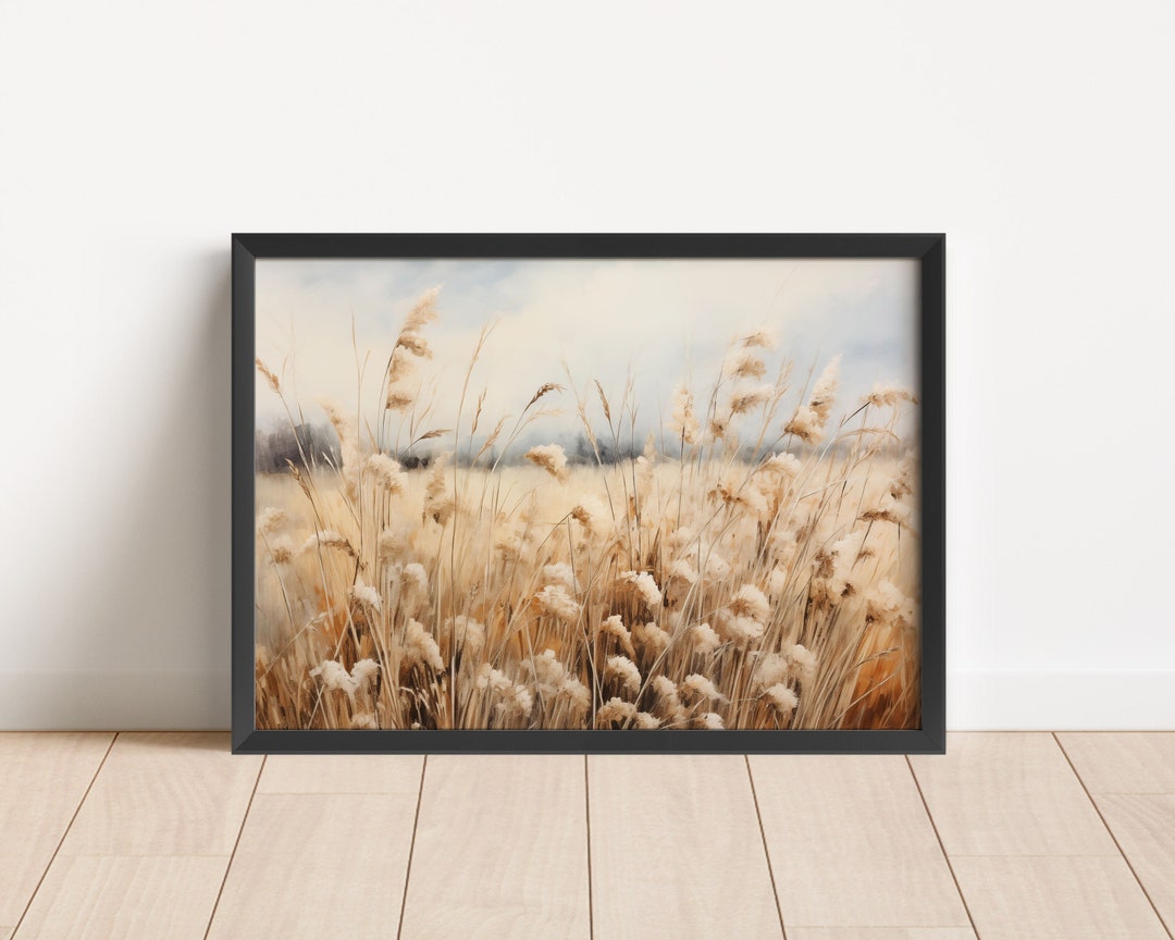 Wheat Field Summer Landscape Printable Art Vintage Country Landscape ...