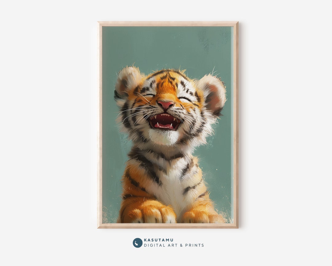Happy Little Tiger PRINTABLE Baby Tiger Wall Art, Tiger Cub, Decor for ...