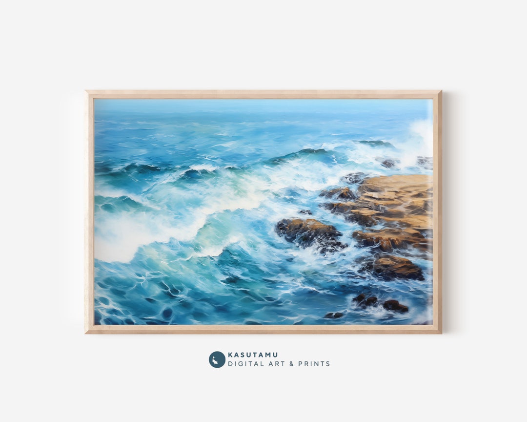 Ocean Waves Print | Modern Beach Art, Printable Coastal Waves Art, Wave ...