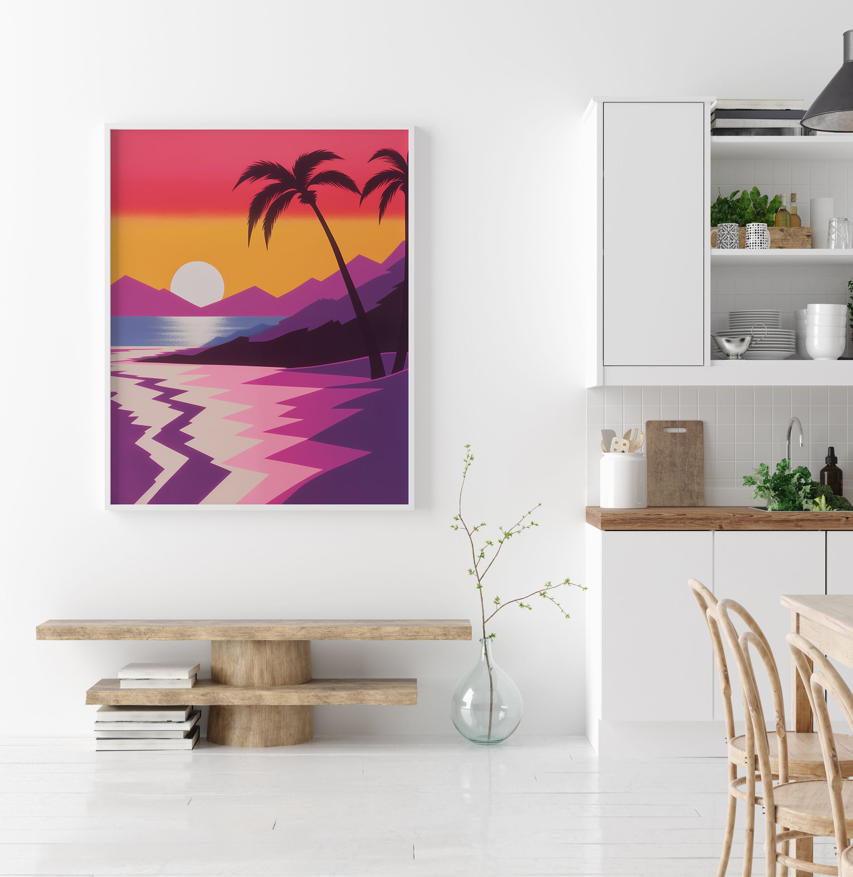 Tropical Beach Print PRINTABLE Synth Wave Retro Beach Poster, Vinyl Cover Art Print, Tropical ...