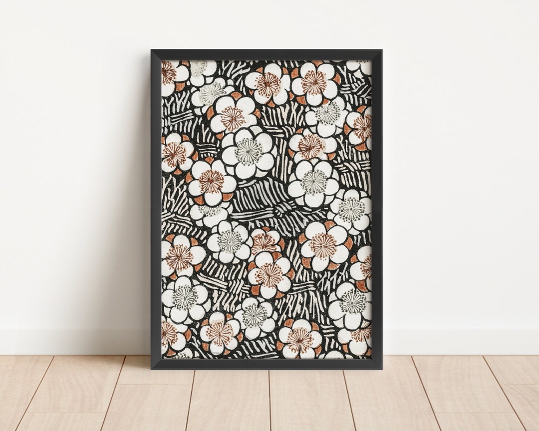 Vintage Japanese Floral Print, Traditional Pattern, Japandi, Minimalist ...