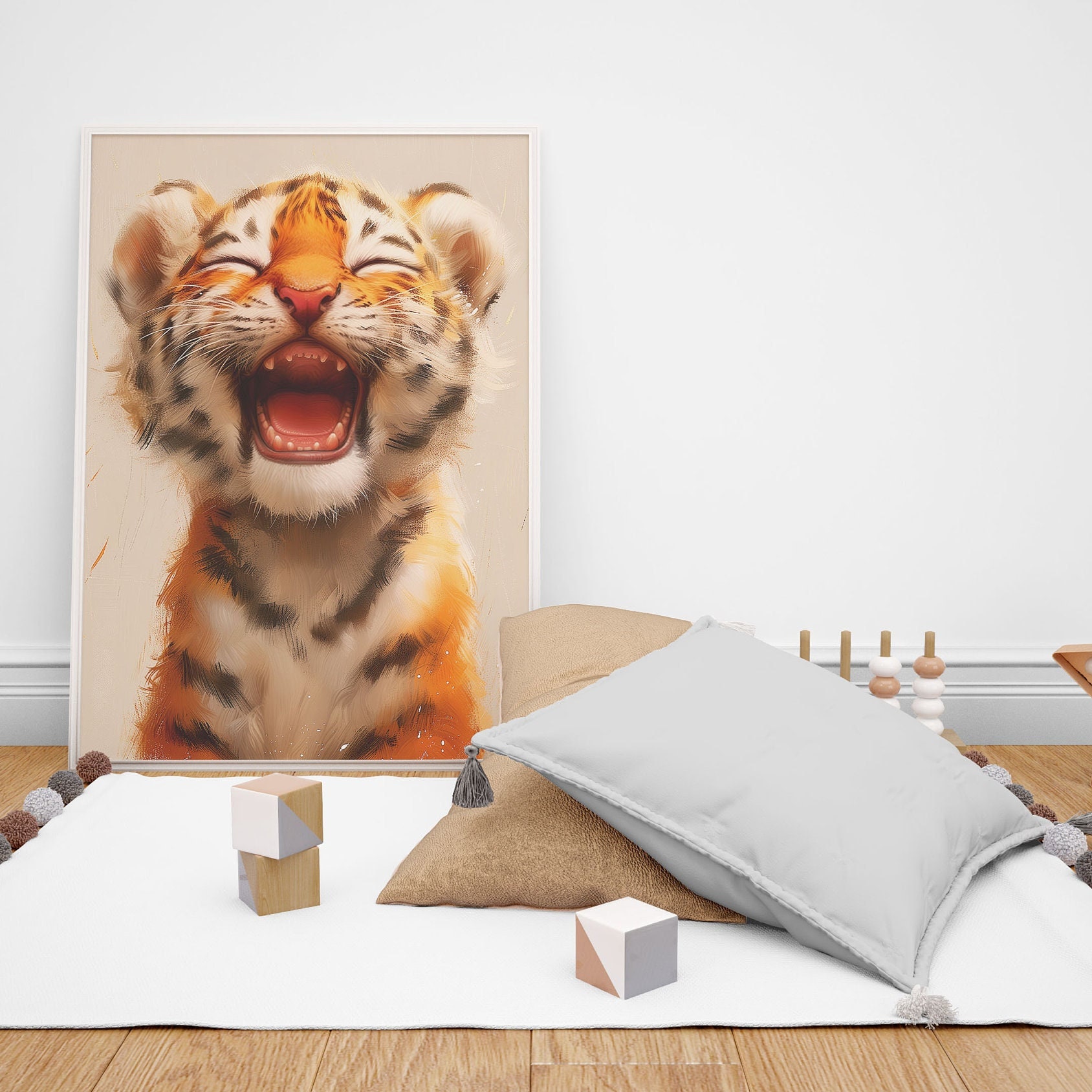 Happy Tiger Cub PRINTABLE Cute Baby Tiger Wall Art, Awesome Gift for ...
