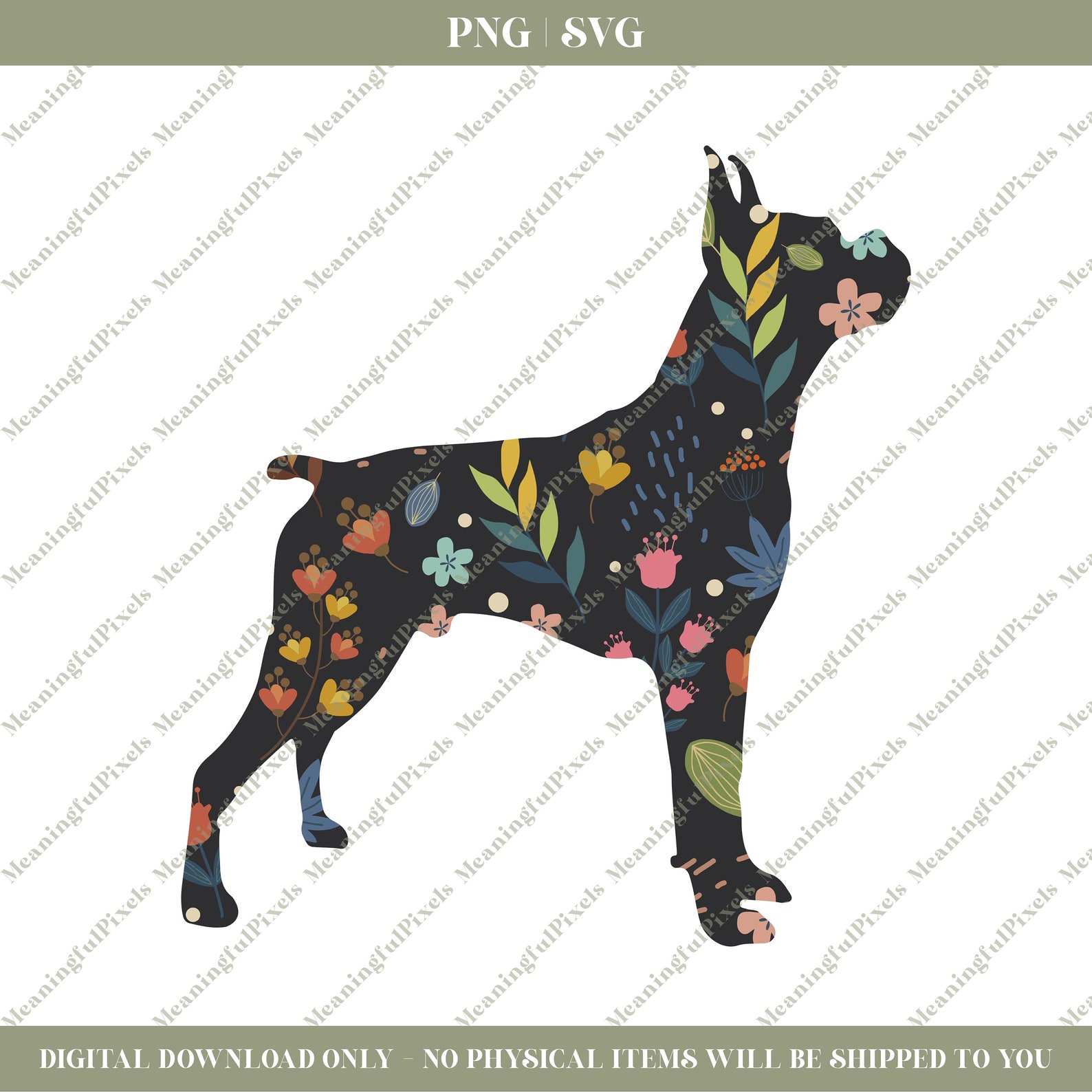 Floral Boxer | Boxer SVG & PNG - Etsy