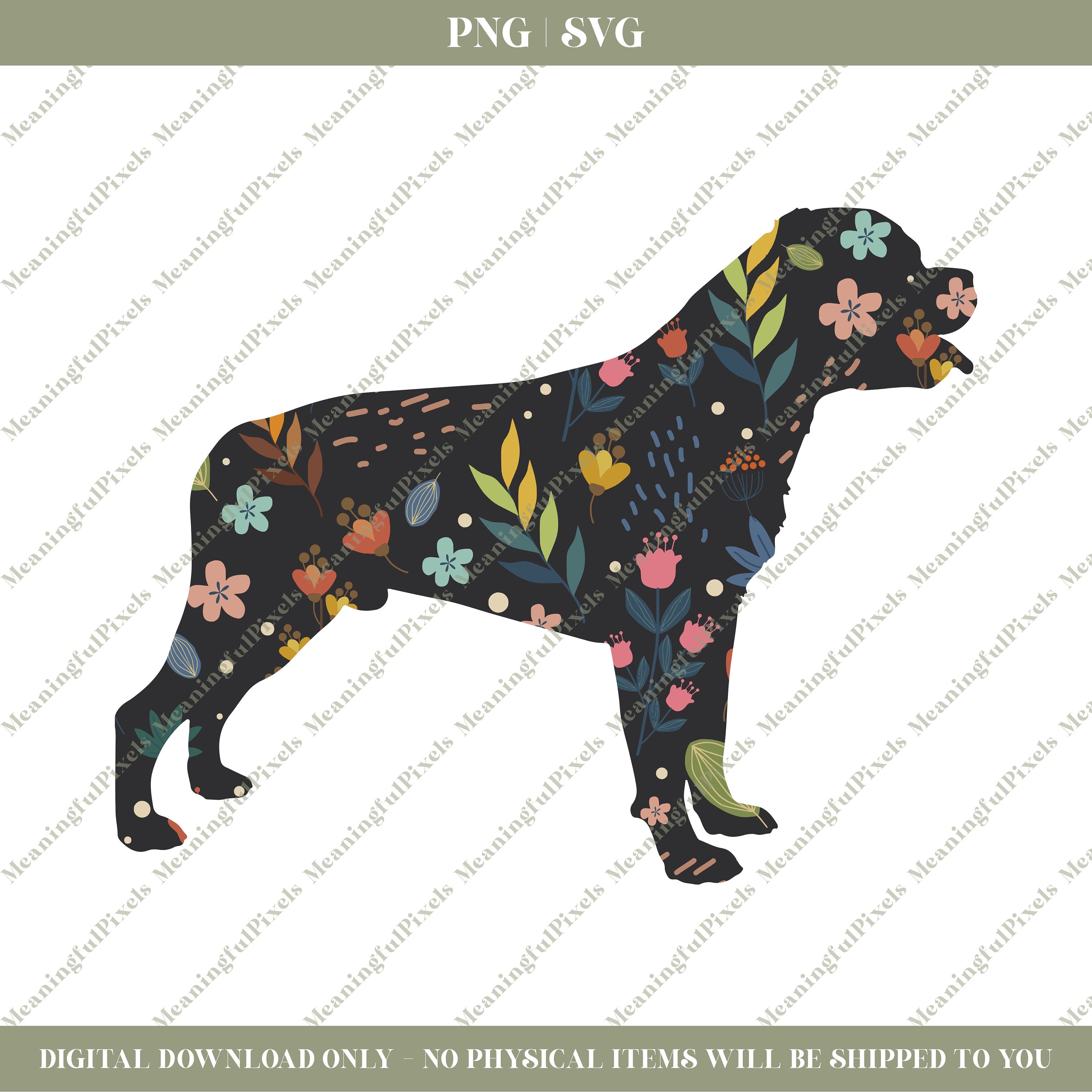 Floral Rottie Rottie/rottweiler SVG & PNG - Etsy