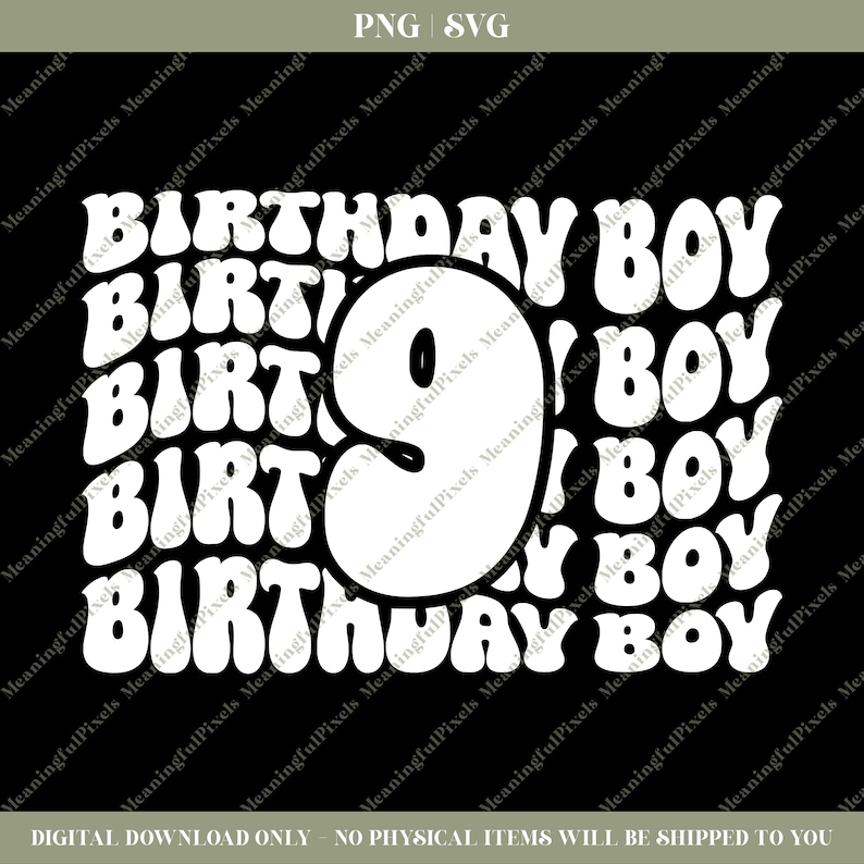 Birthday Boy Nine Years Old 9th Birthday SVG & PNG - Etsy