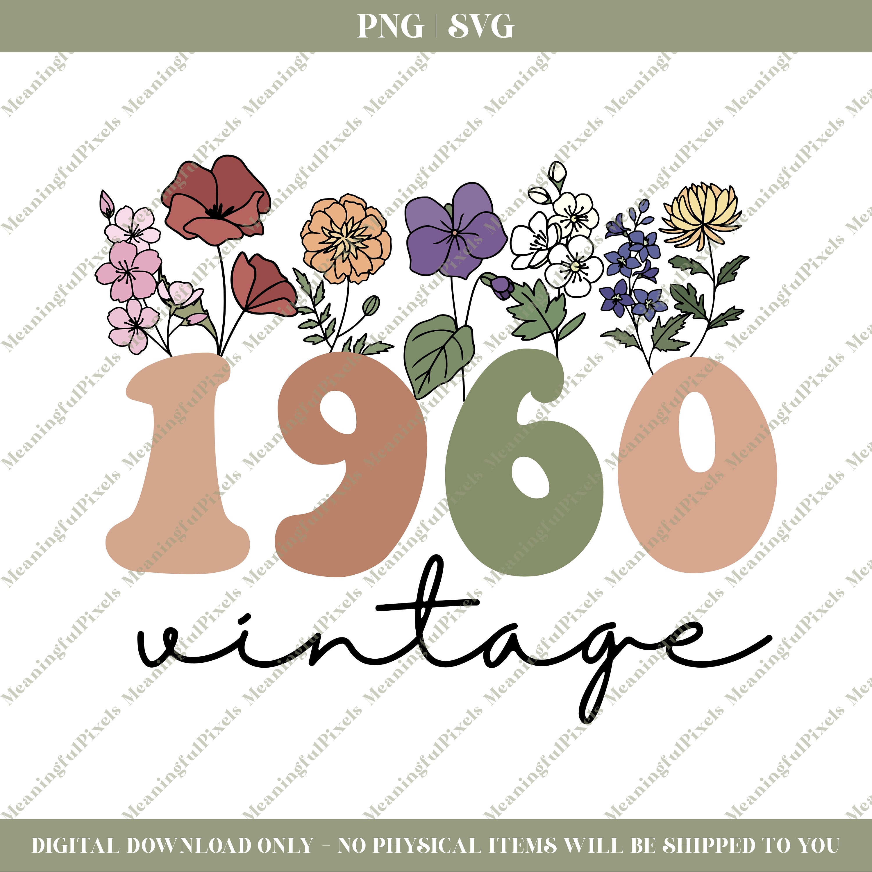 Vintage 1960 SVG & PNG - Etsy