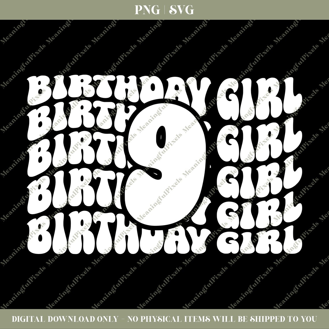 Birthday Girl | Nine Years Old | 9th Birthday SVG & PNG - Etsy