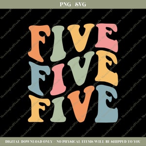 Five Five Years Old 5th Birthday SVG & PNG - Etsy