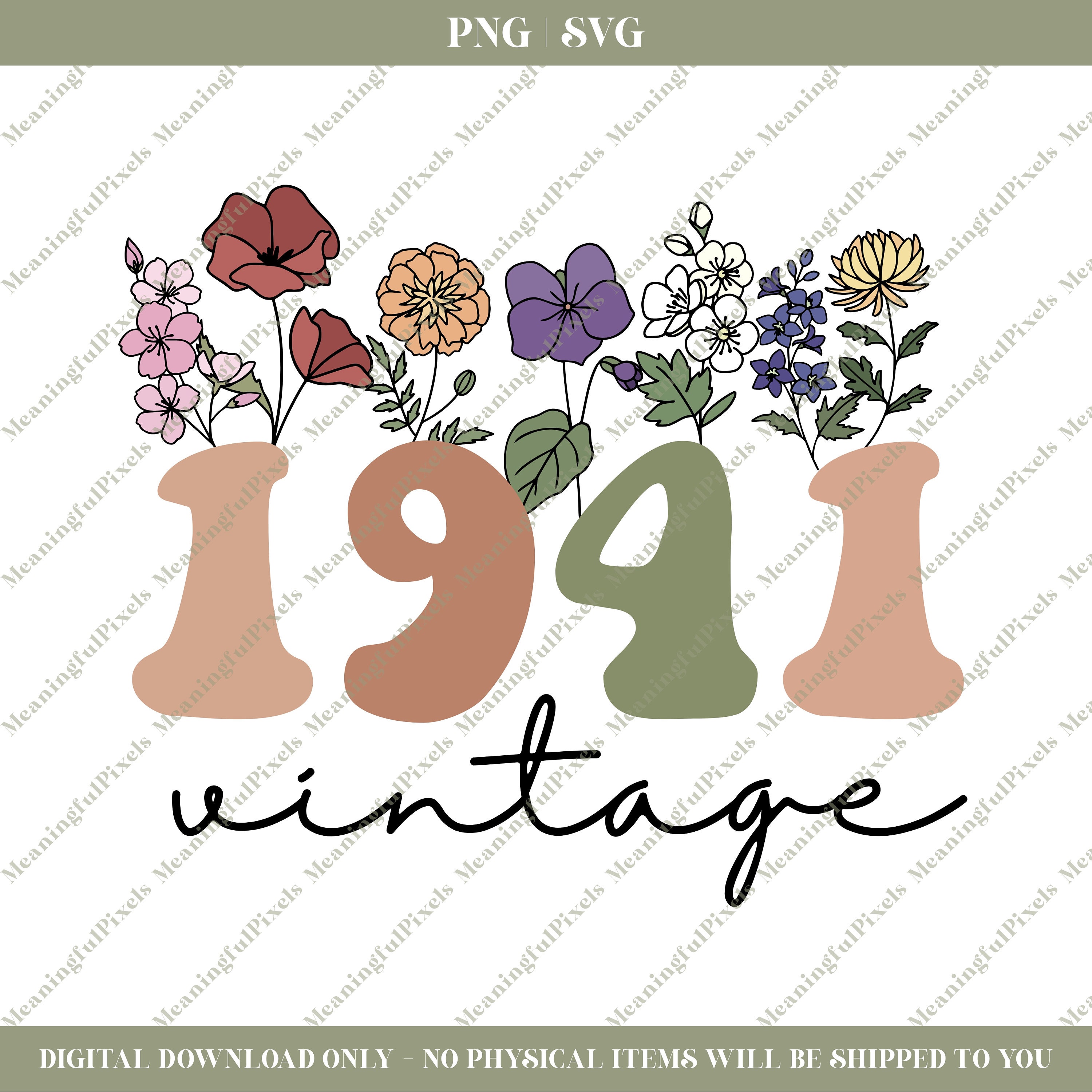 Vintage 1941 SVG & PNG - Etsy