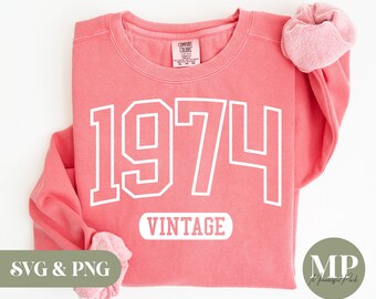 Vintage 1974 SVG PNG Design - Born in 1974, 50th Birthday Cut File for ...