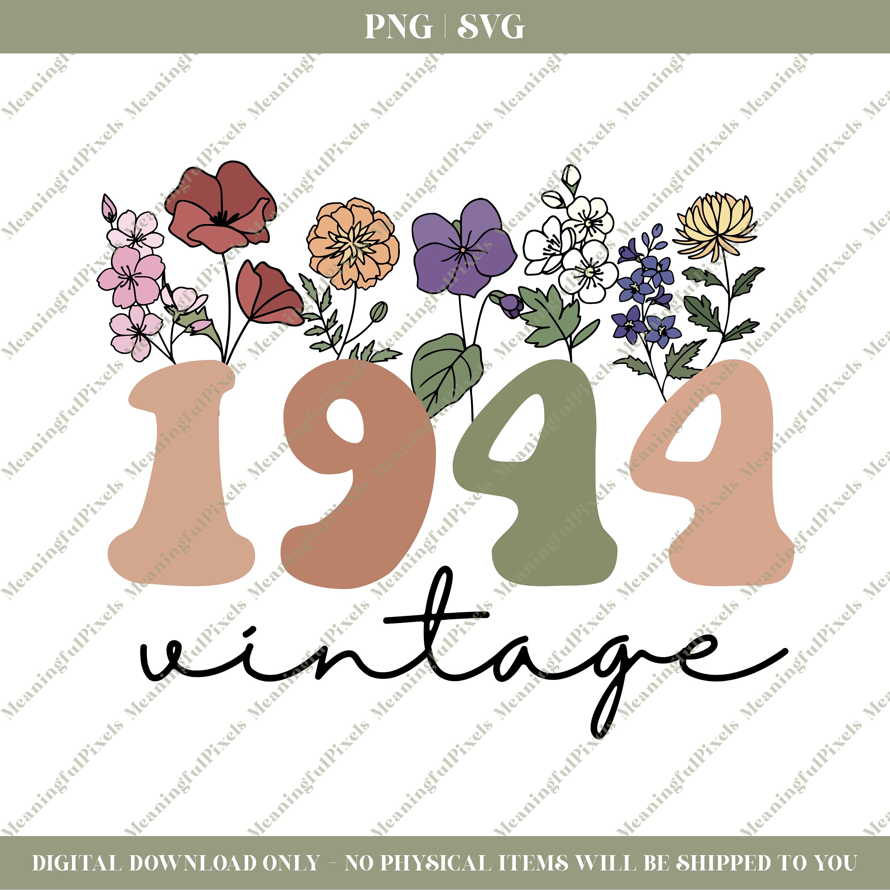 Vintage 1944 SVG & PNG - Etsy