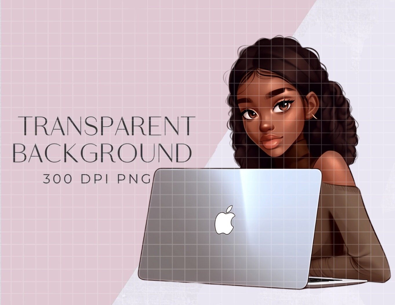 Black Chibi PNG, Black Chibi Laptop PNG, African American Chibi PNG ...