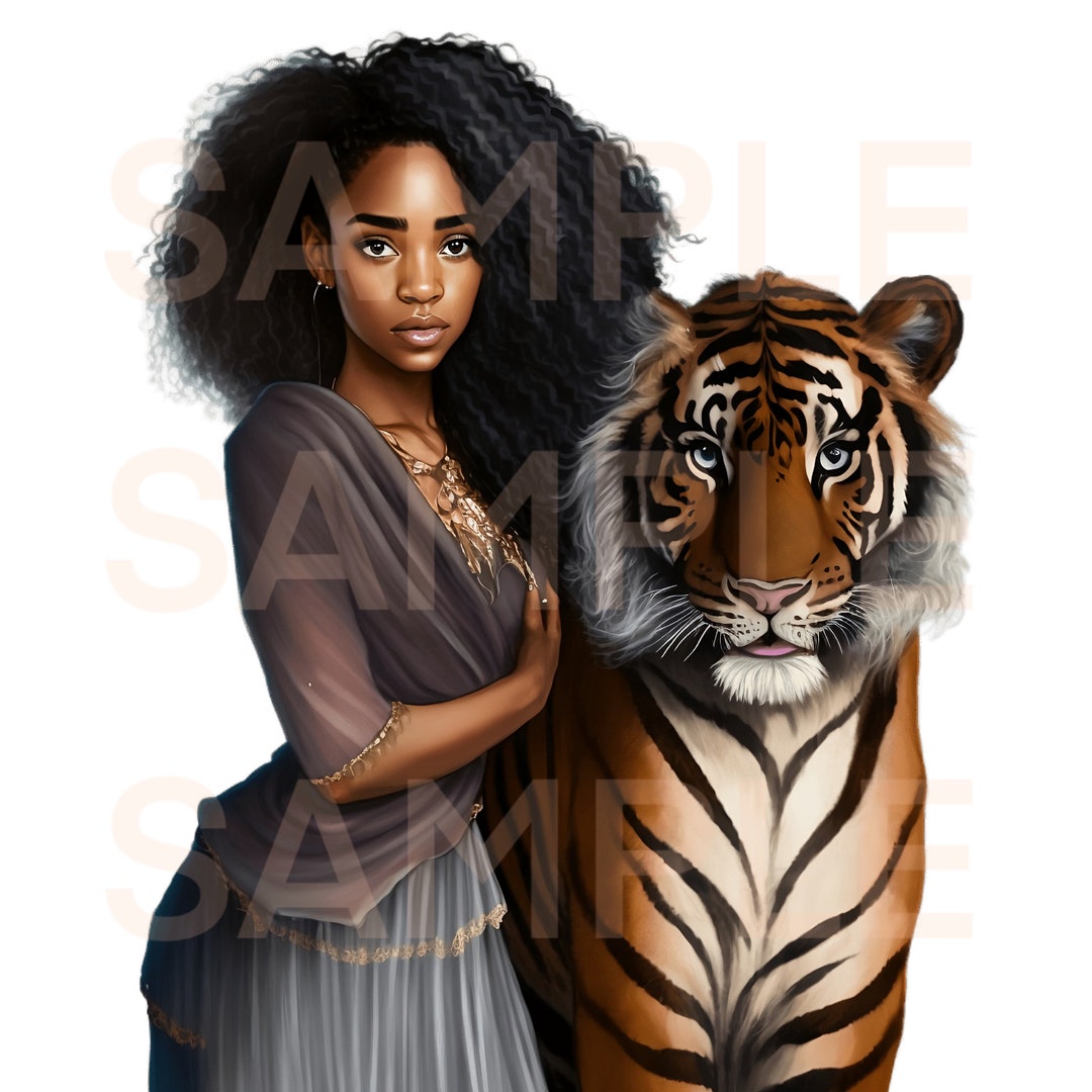 Black Woman Tiger Png, Woman and Tiger Png, Black Woman Png, Tiger Png ...