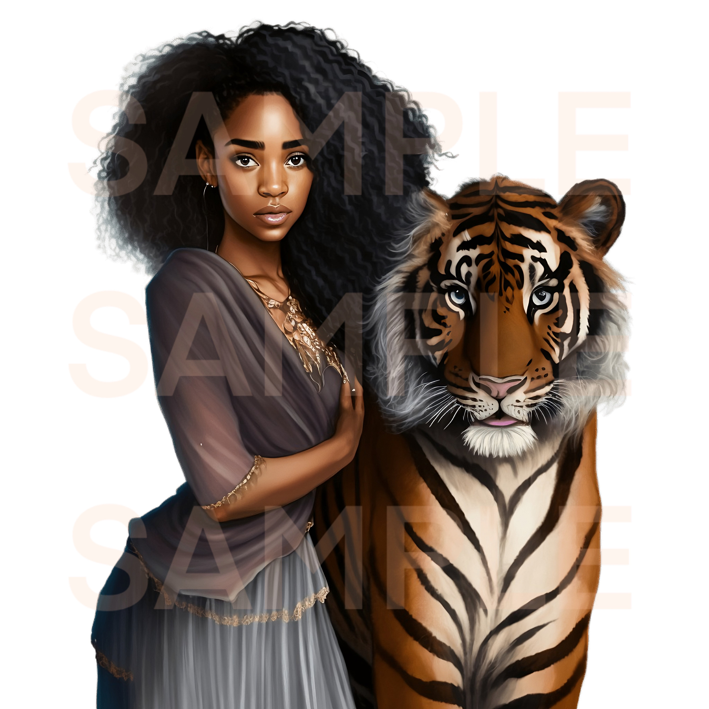Black Woman Tiger Png, Woman and Tiger Png, Black Woman Png, Tiger Png ...