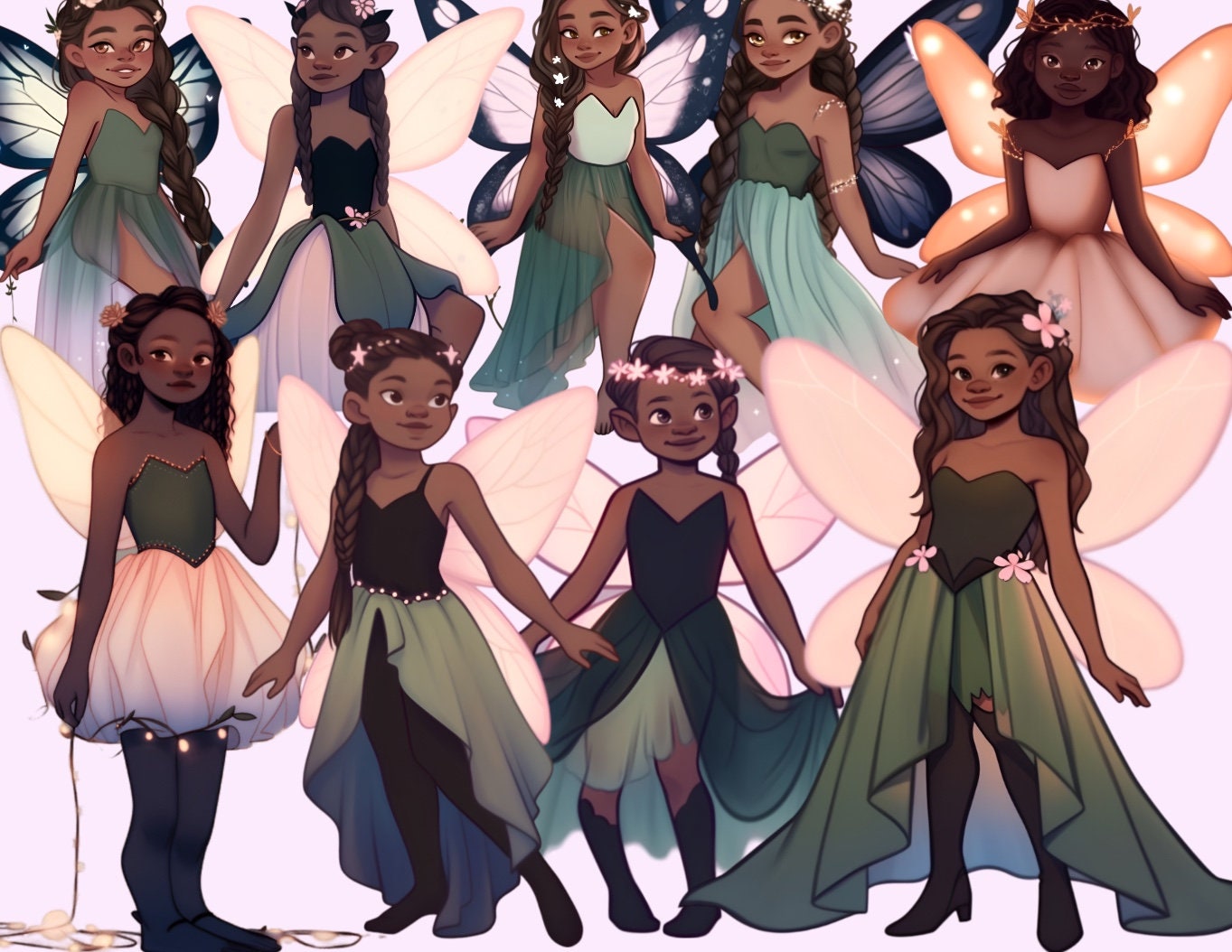 Black Fairy Clipart, African American Fairy Png, Afro Fairy Png, Black ...