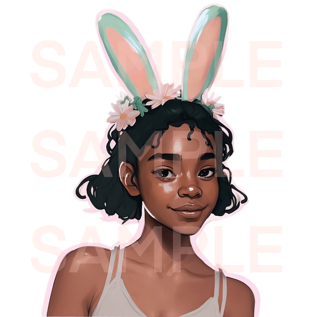 Black Woman Easter Png, African American Easter Png, Bunny Girl Png ...
