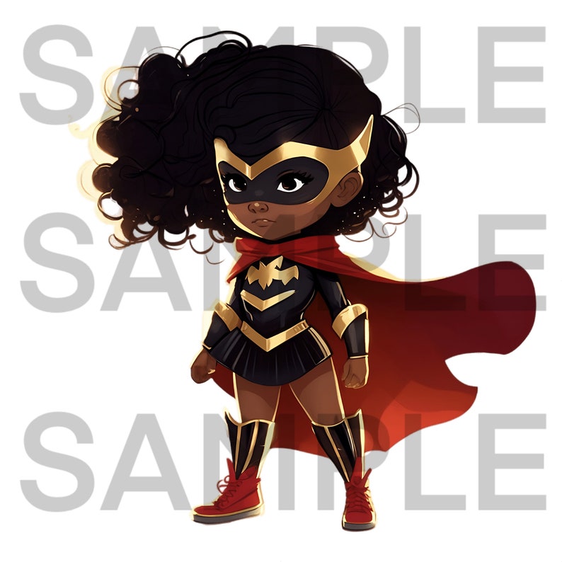 Black Girl Clipart, Afroamerican Super Hero, Black Hero Sublimation ...