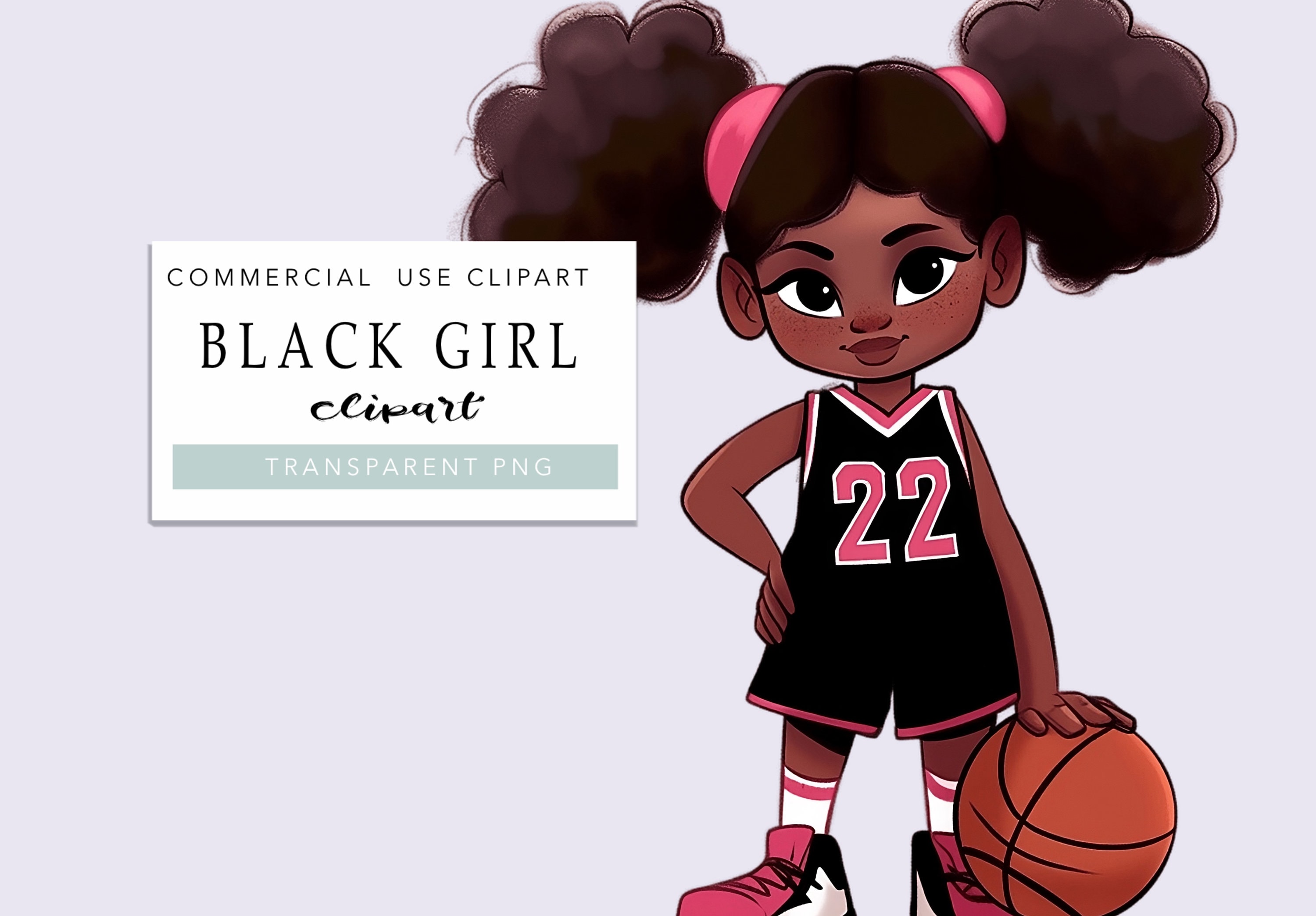 Black Girl Basketball Png, Black Chibi Basketball Png, African American ...
