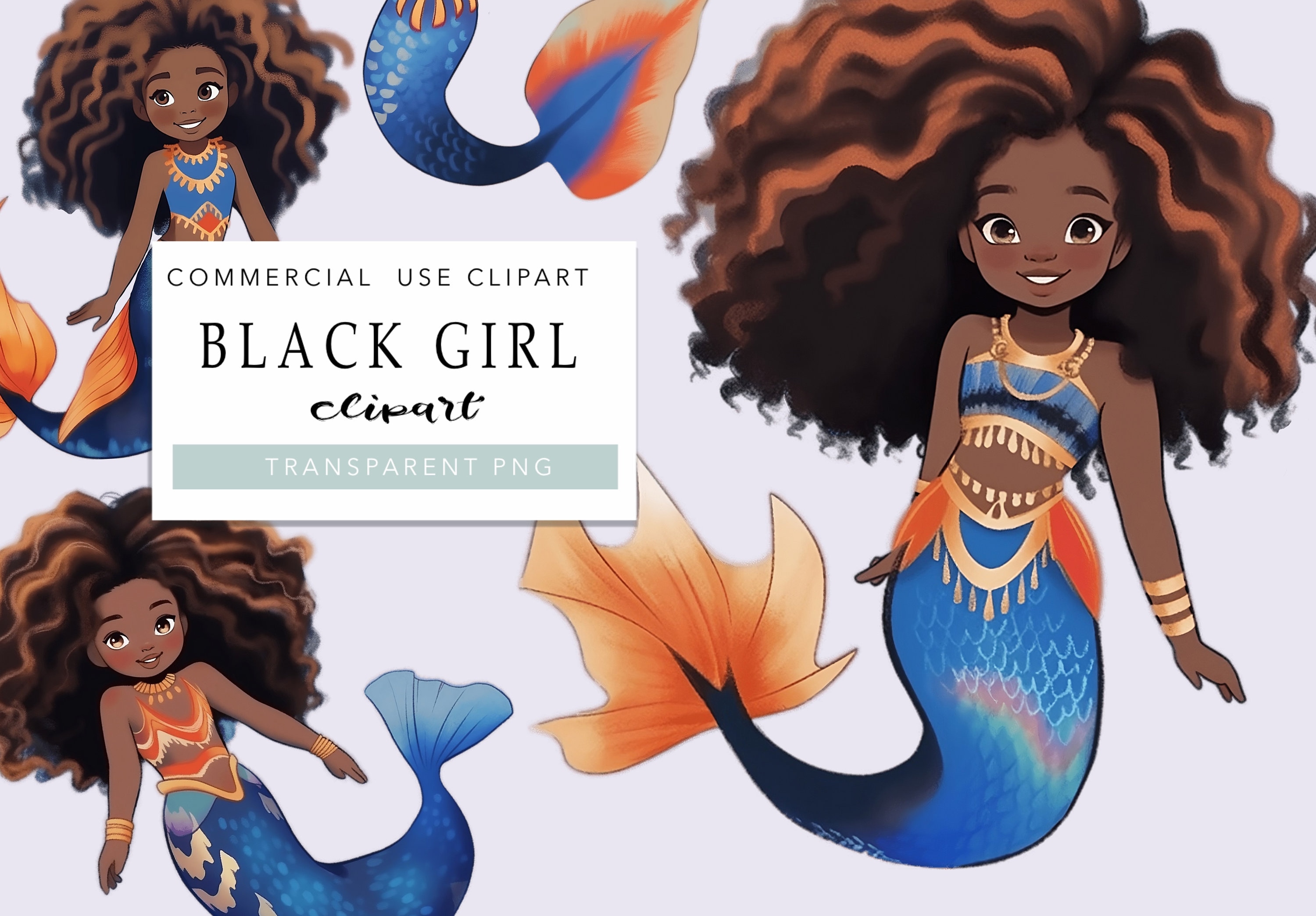 Black Mermaid Clipart, Black Mermaid Png, African American Mermaid ...