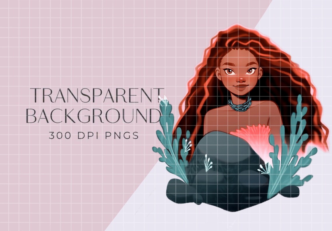 Black Mermaid Clipart, Black Mermaid Png, Little Mermaid Black, African ...