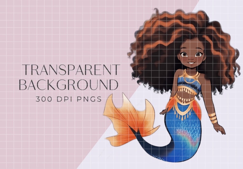 Black Mermaid Clipart, Black Mermaid Png, African American Mermaid ...