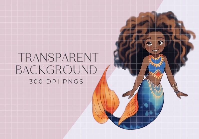Black Mermaid Clipart, Black Mermaid Png, African American Mermaid ...