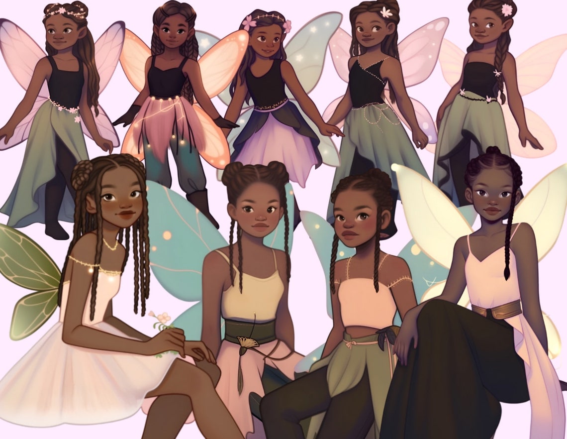Black Fairy Clipart, African American Fairy Png, Afro Fairy Png, Black ...