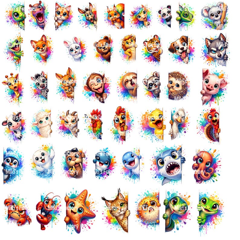 100 Expressive Animals Peeking Clipart PNG | Cute Animal Bundle ...