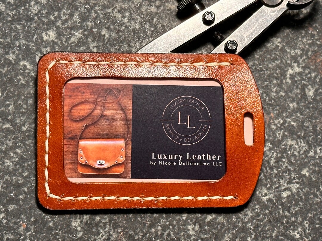Custom Leather ID Holder for Lanyard - Etsy